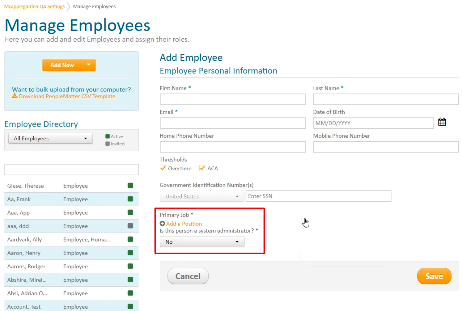 PeopleMatter: Administrators: How do I Manually add an Employee? (video ...